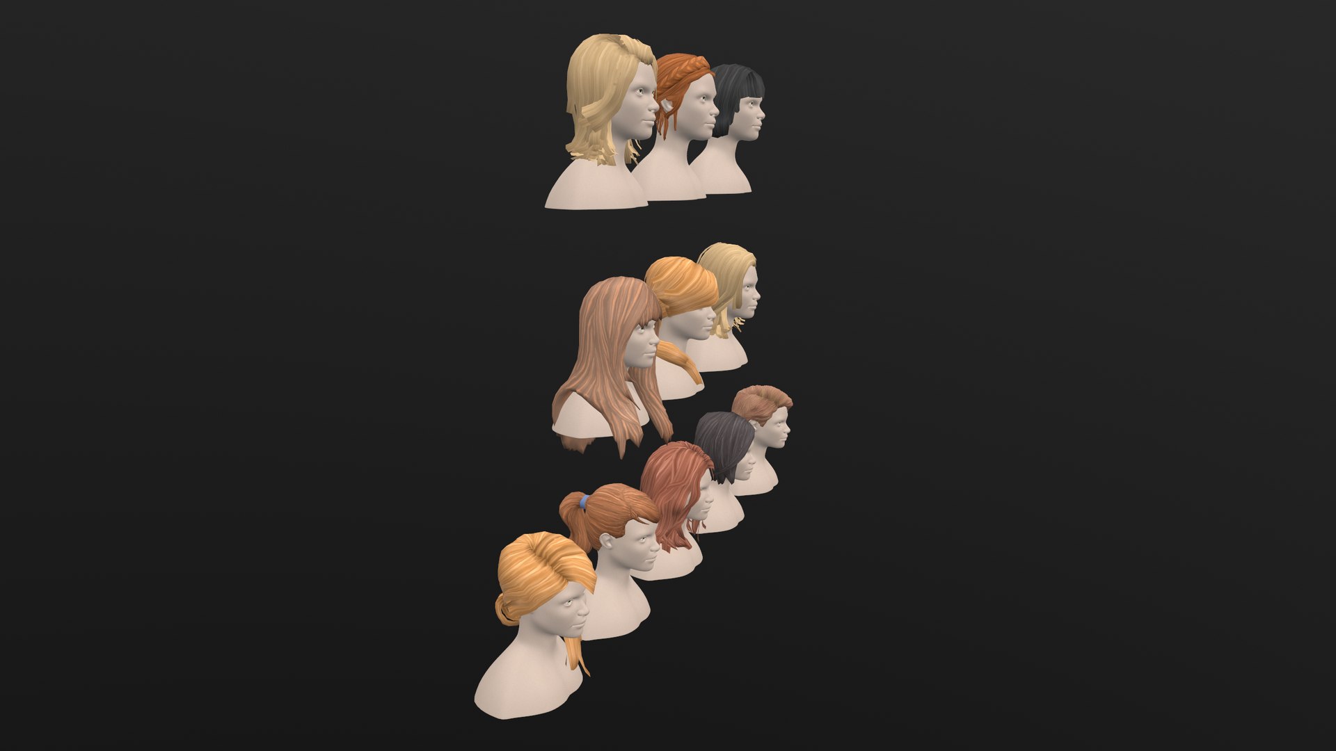 3D Female Hair AR VR PBR Lowpoly With Game Ready - TurboSquid 2064568