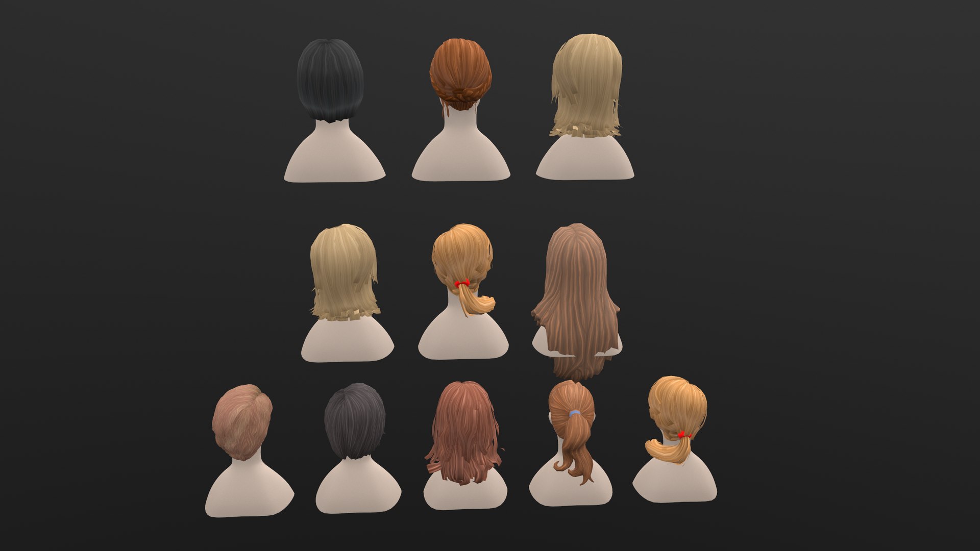 3D Female Hair AR VR PBR Lowpoly With Game Ready - TurboSquid 2064568