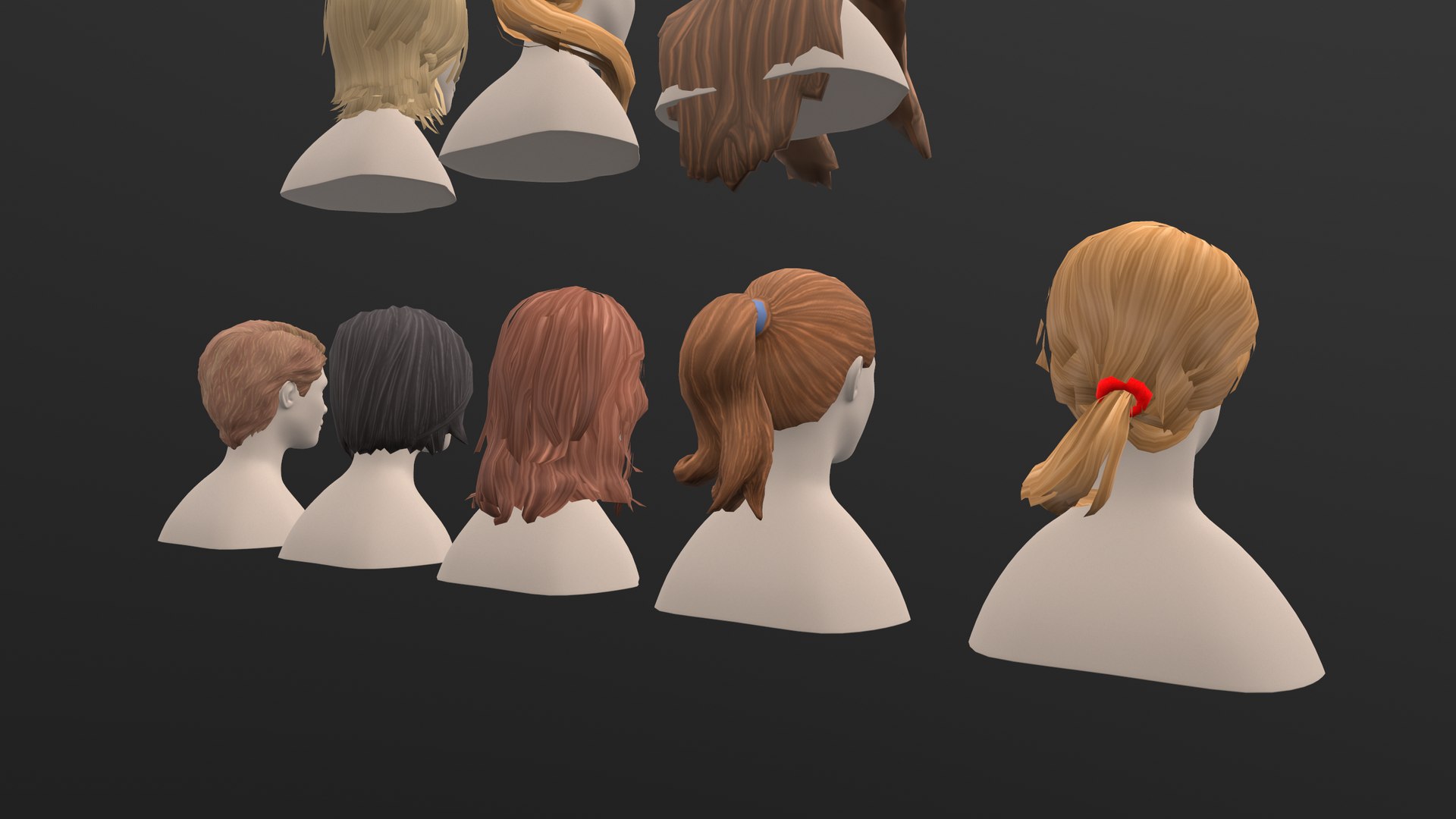 3D Female Hair AR VR PBR Lowpoly With Game Ready - TurboSquid 2064568