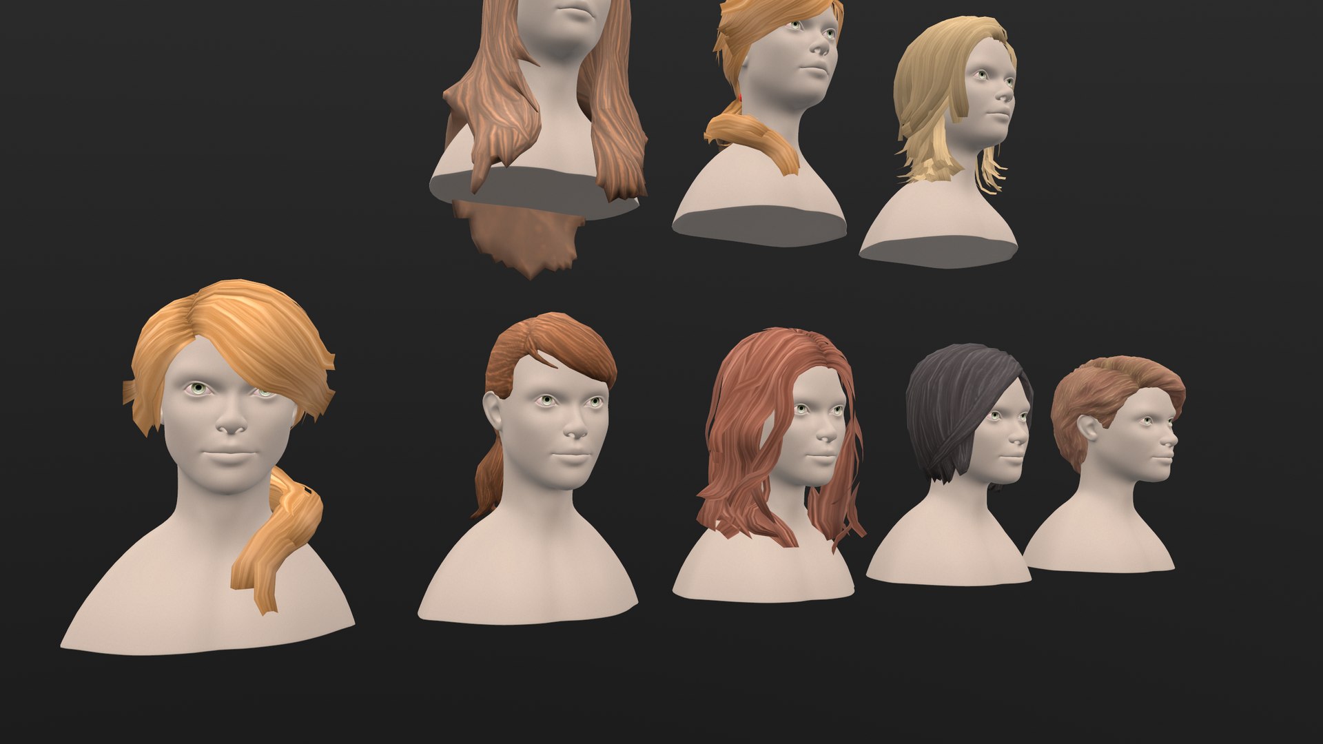 3D Female Hair AR VR PBR Lowpoly With Game Ready - TurboSquid 2064568