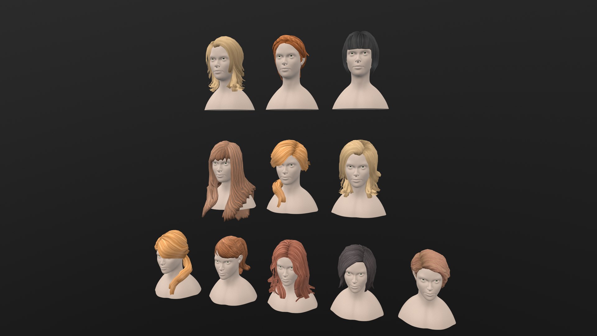 3D Female Hair AR VR PBR Lowpoly With Game Ready - TurboSquid 2064568