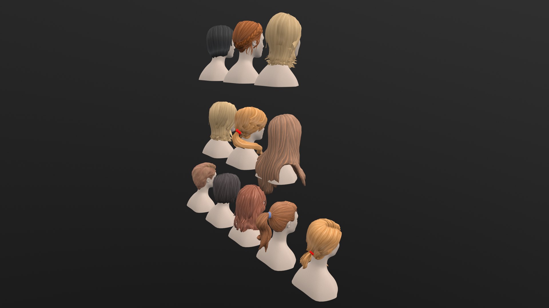 3D Female Hair AR VR PBR Lowpoly With Game Ready - TurboSquid 2064568