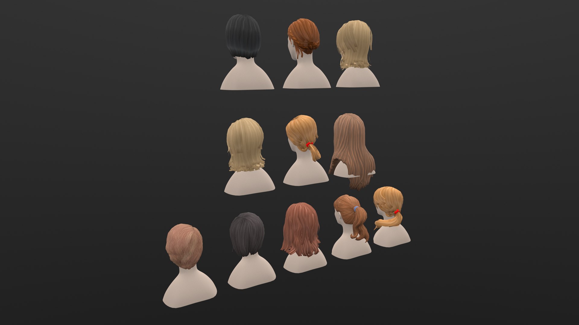 3D Female Hair AR VR PBR Lowpoly With Game Ready - TurboSquid 2064568