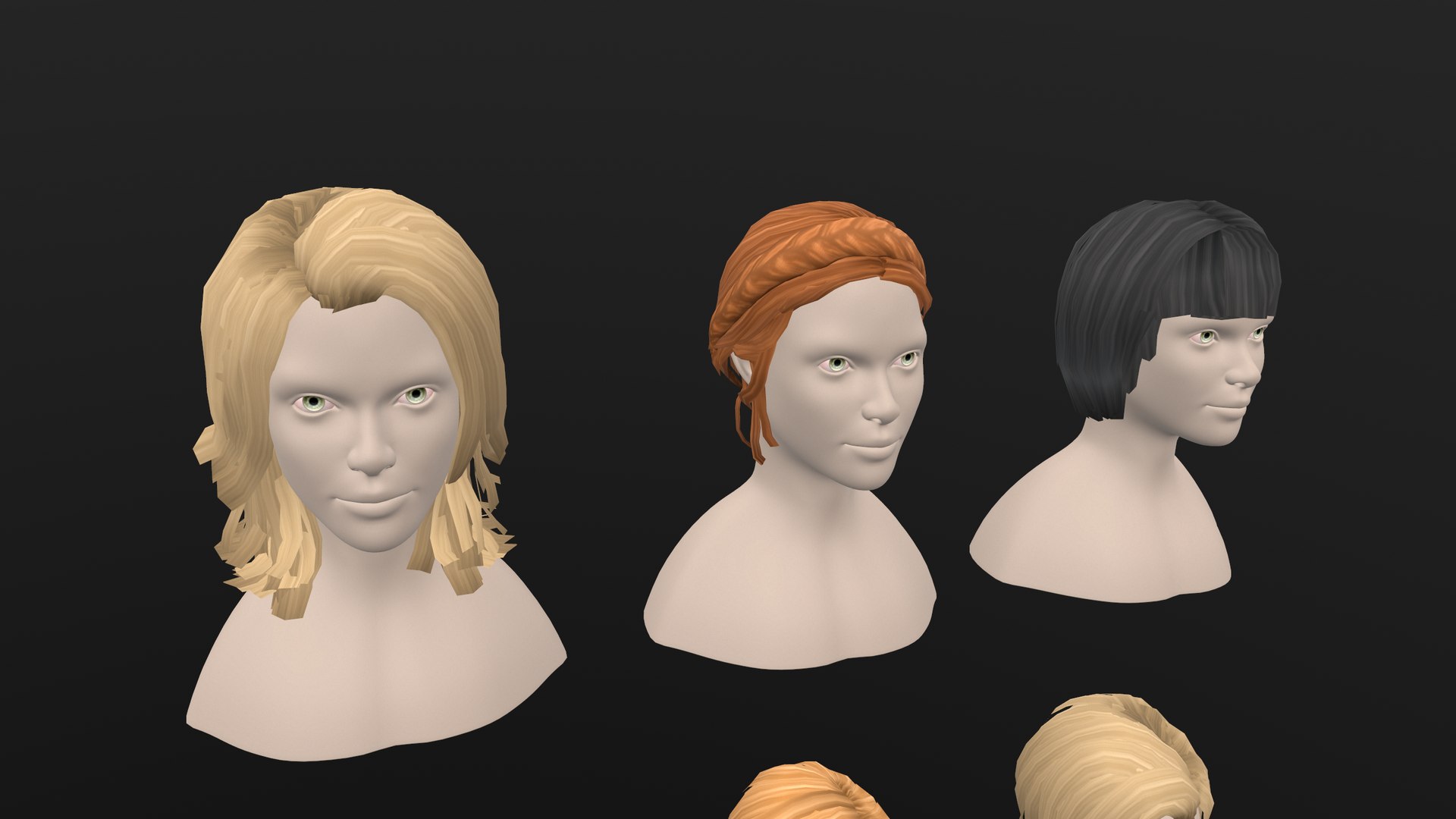 3D Female Hair AR VR PBR Lowpoly With Game Ready - TurboSquid 2064568