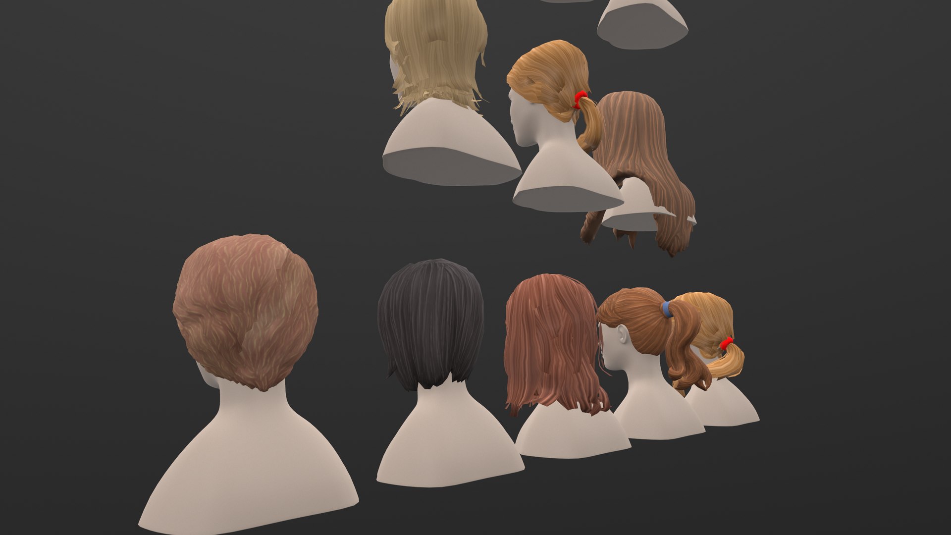 3D Female Hair AR VR PBR Lowpoly With Game Ready - TurboSquid 2064568