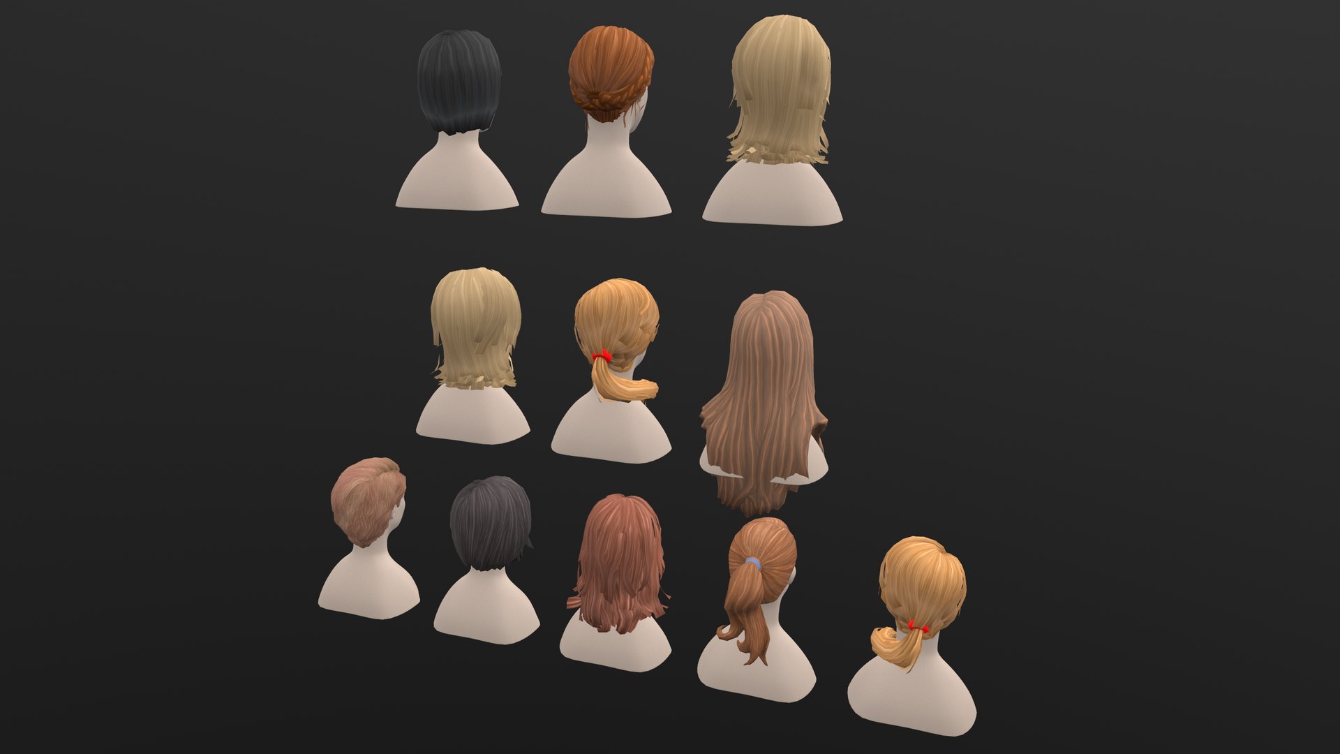 3D Female Hair AR VR PBR Lowpoly With Game Ready - TurboSquid 2064568