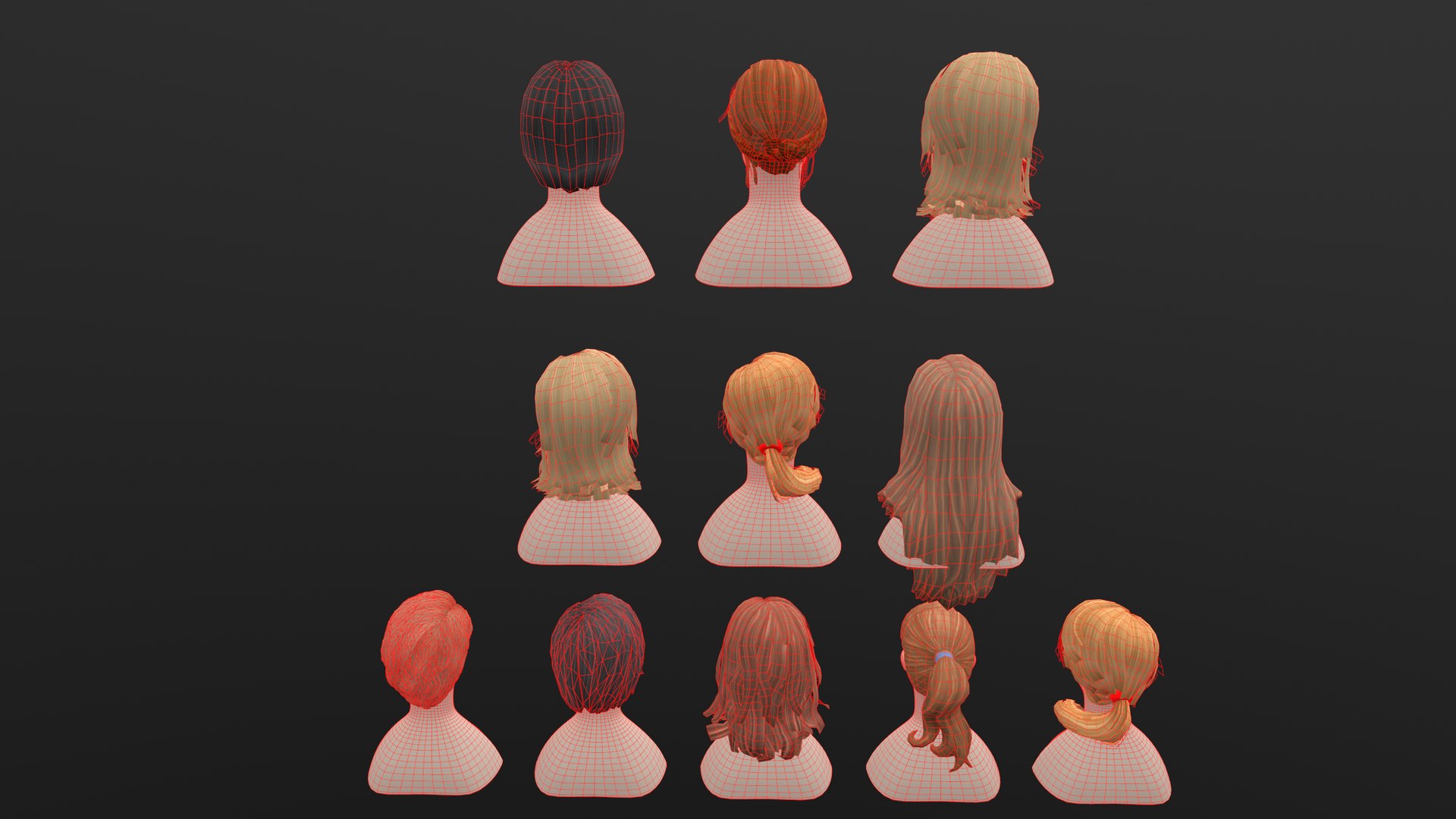 3D Female Hair AR VR PBR Lowpoly With Game Ready - TurboSquid 2064568