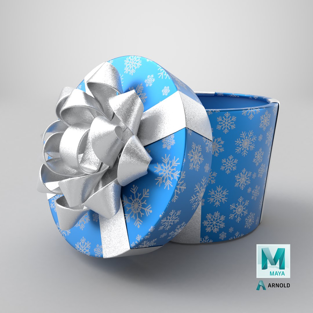 Gift Box Cylinder Open Blue 3D Model - TurboSquid 2518106