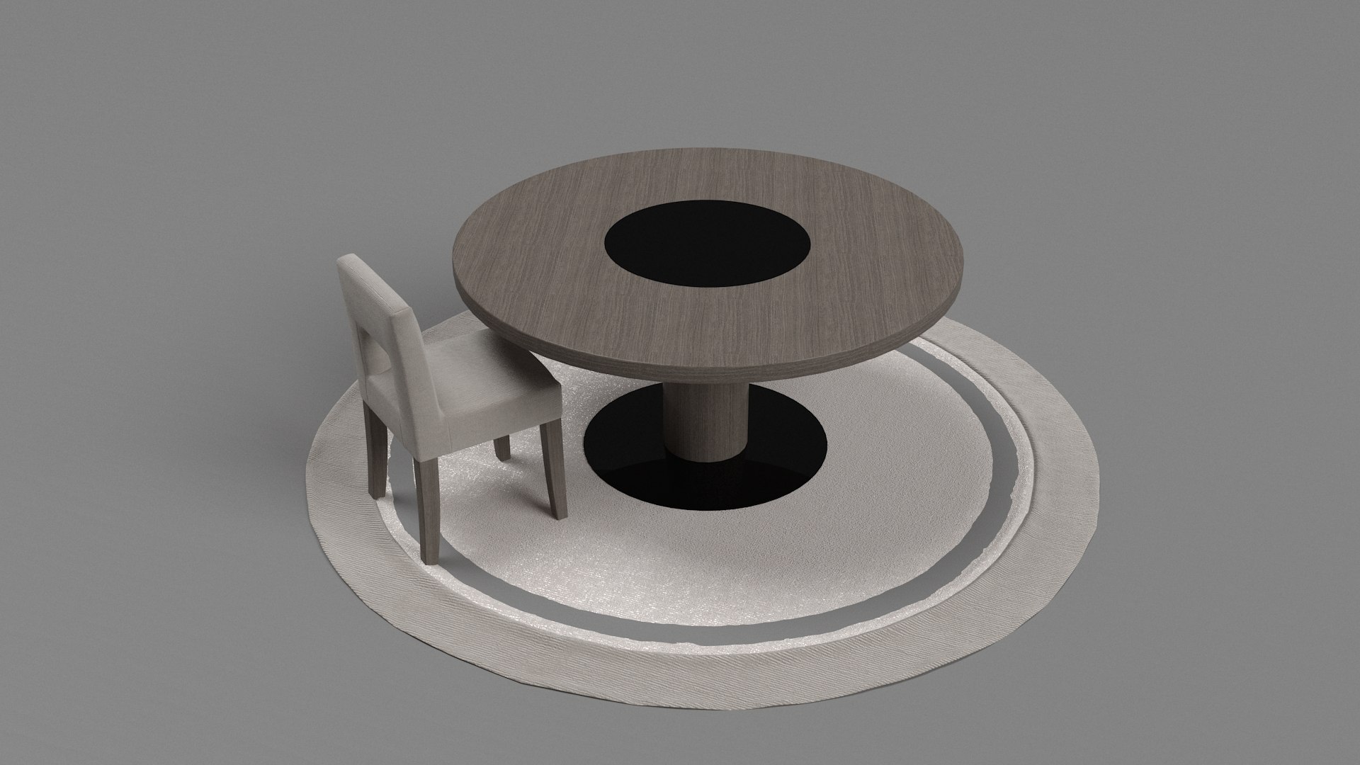 3D Model Modern Round Dining Table Set With Chair And Rug - TurboSquid ...