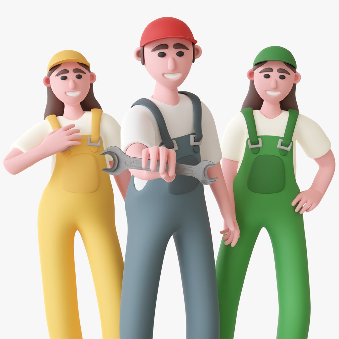 3D Workers - Rigged Characters 12 Animations - TurboSquid 2074540