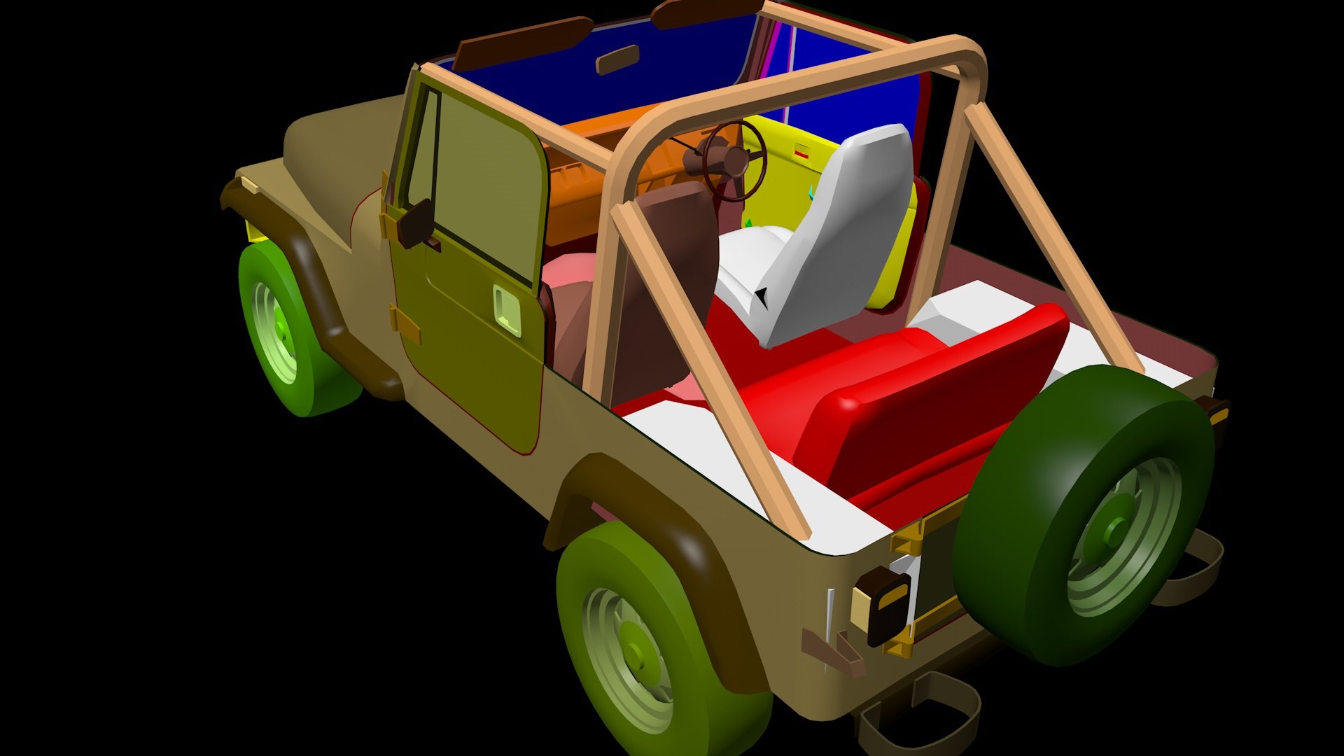 Jeep Wrangler Opened Car 1989 3D Model - TurboSquid 2087277