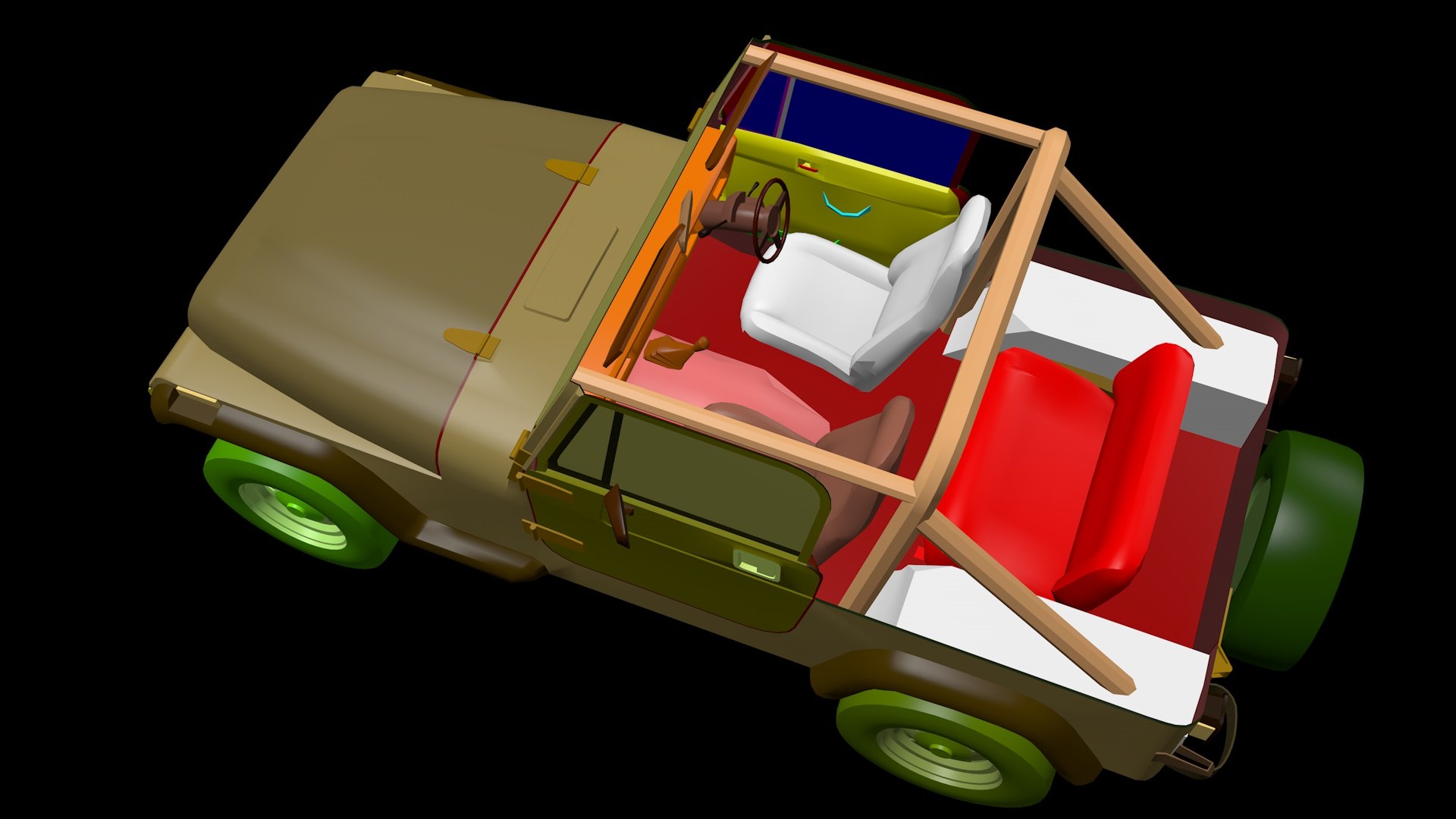 Jeep Wrangler Opened Car 1989 3D Model - TurboSquid 2087277