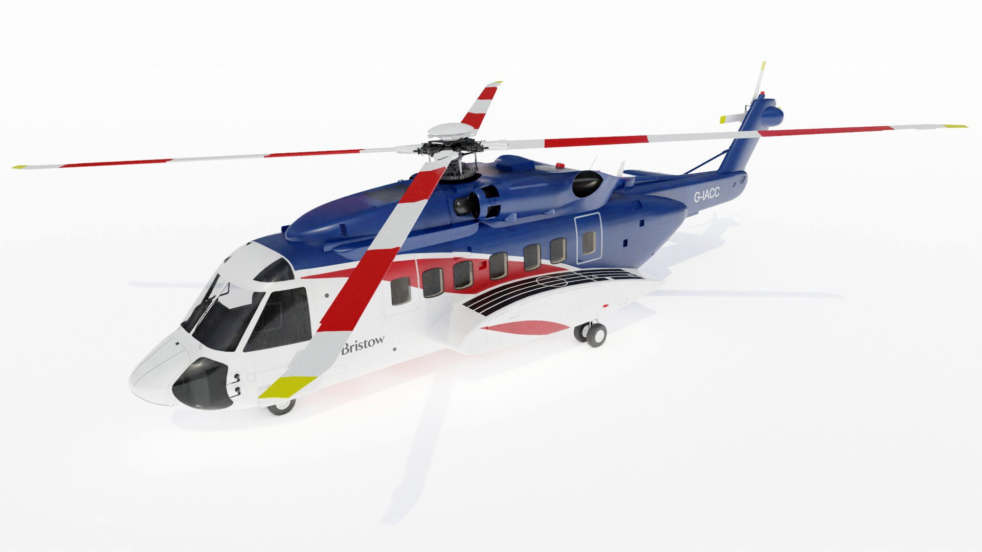 S-92 Bristow Sikorsky Helicopter 3d Model