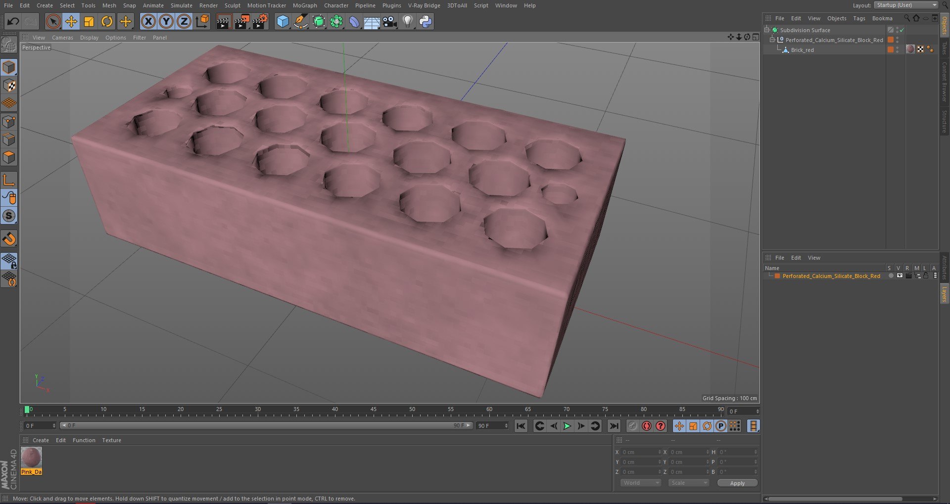 Perforated Calcium Silicate Block Red Model - TurboSquid 2146001