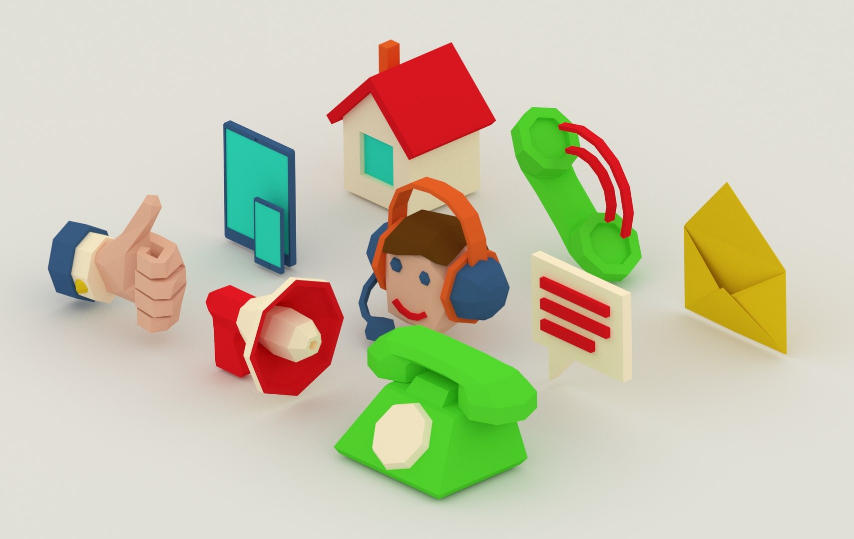 3D Icons Set Contact Model - TurboSquid 1174106