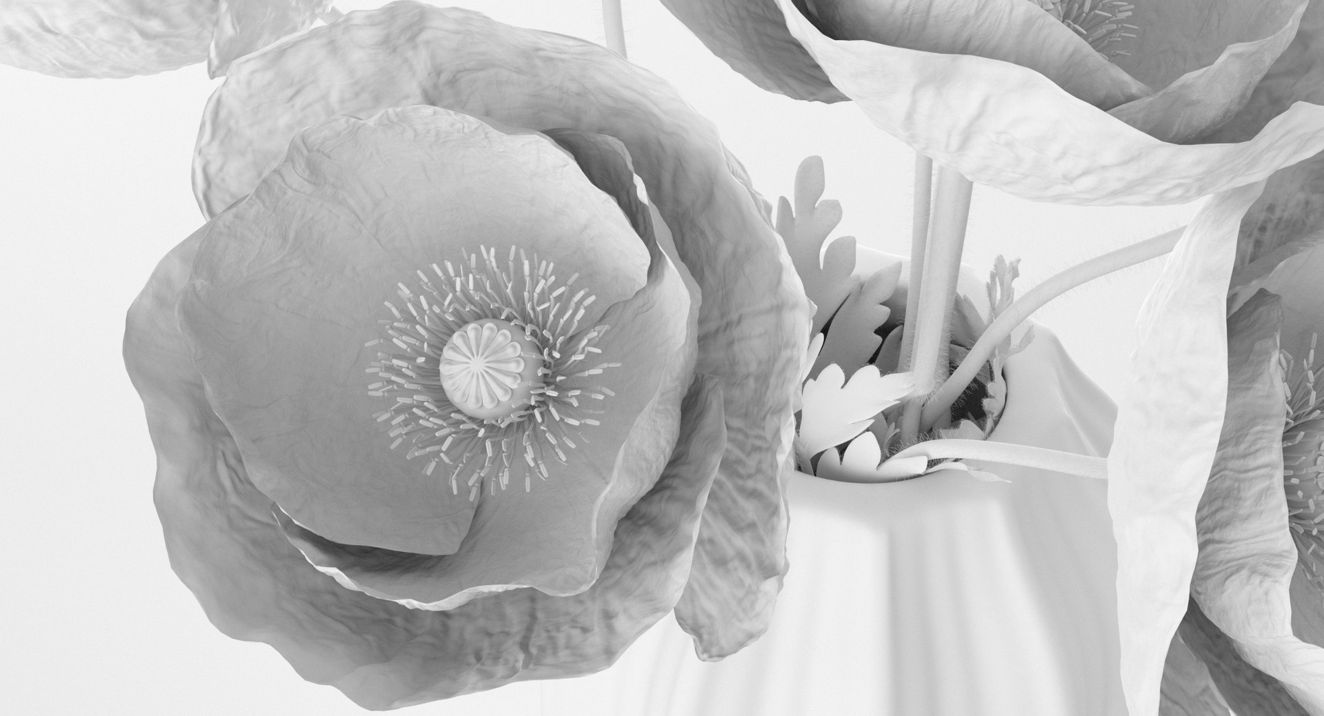 Poppy Flowers Bouquet In Vase 3D Model - TurboSquid 1828817