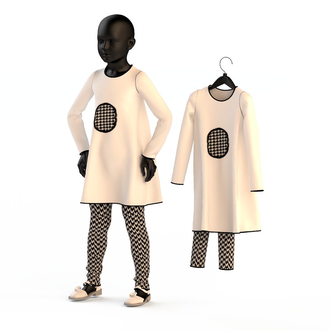 3d Obj Fashion Baby Child Dressed