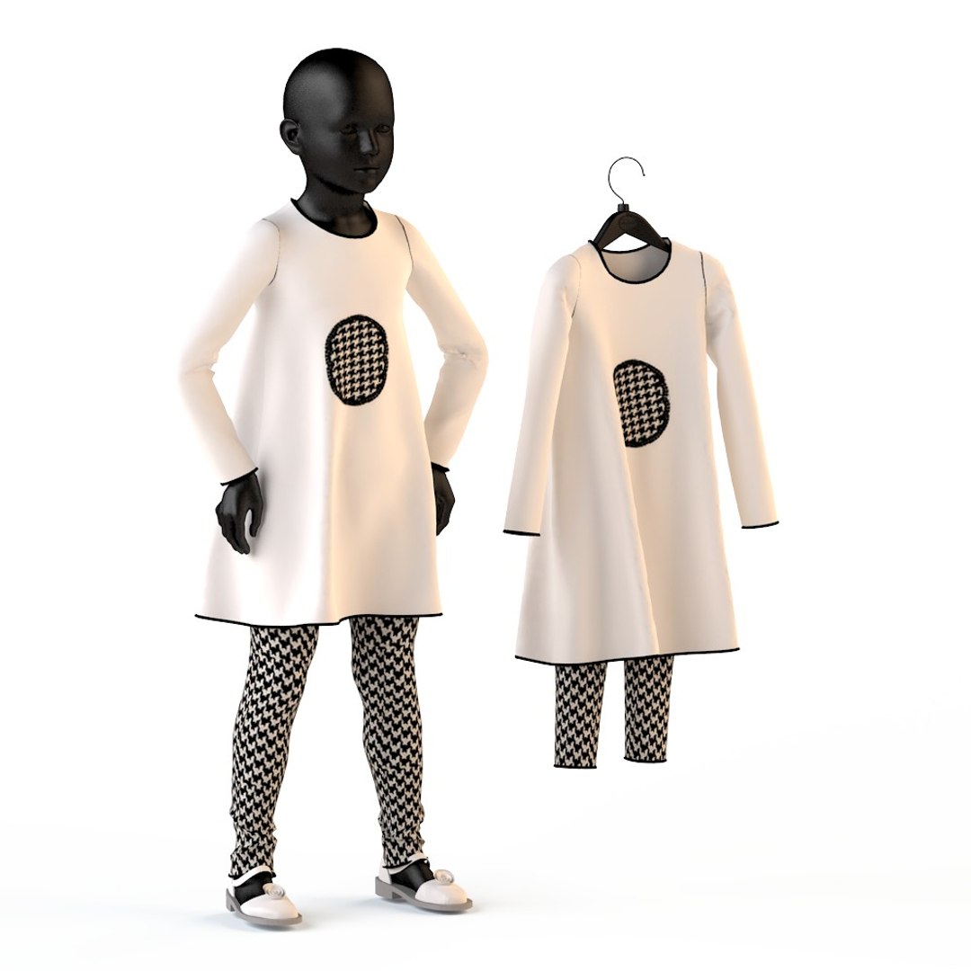 3d Obj Fashion Baby Child Dressed