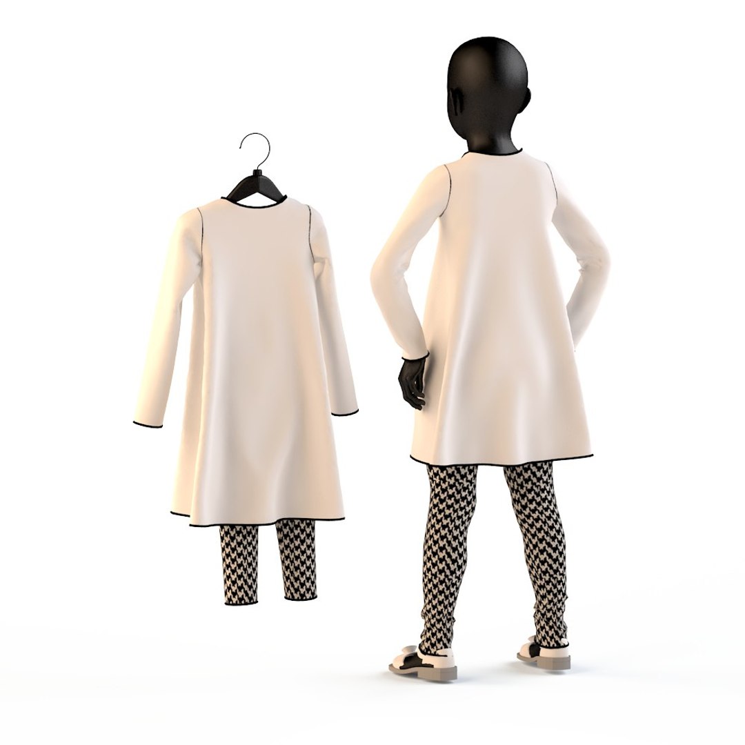 3d Obj Fashion Baby Child Dressed