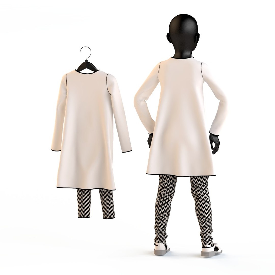 3d Obj Fashion Baby Child Dressed