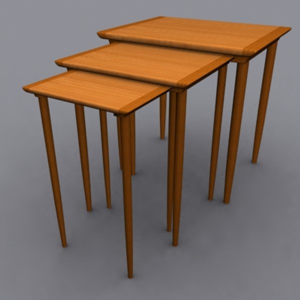 danish modern nesting tables 3d model