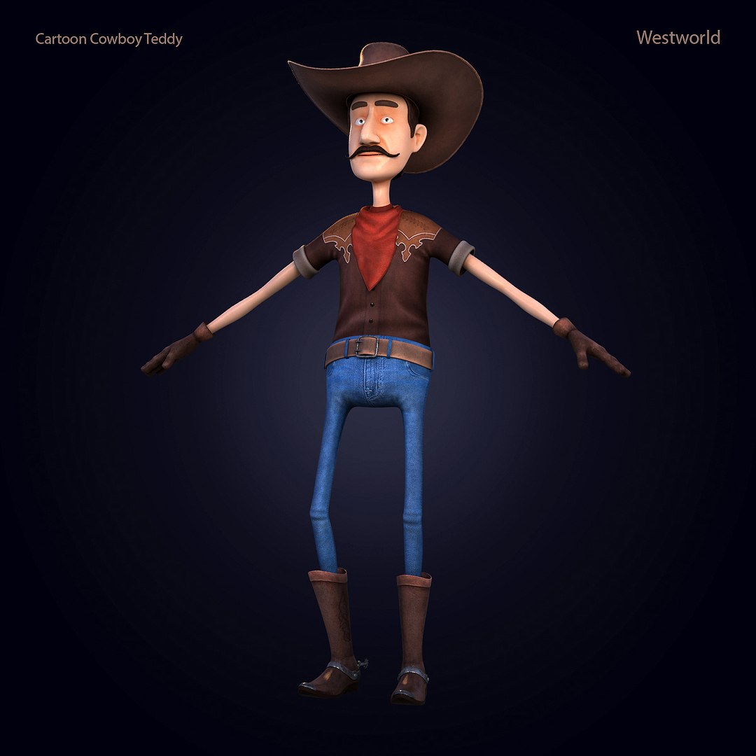 3d Cartoon Cowboy Teddy Model