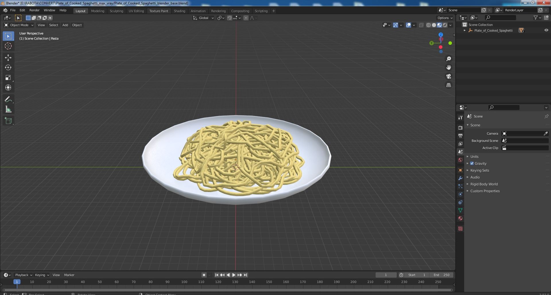 Plate of Cooked Spaghetti model - TurboSquid 2183379