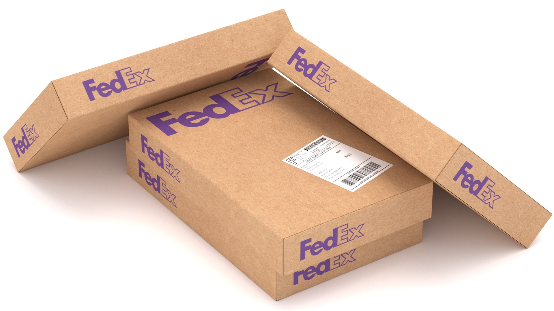 3D Cardboard Packaging Box Fedex Model - TurboSquid 1991816