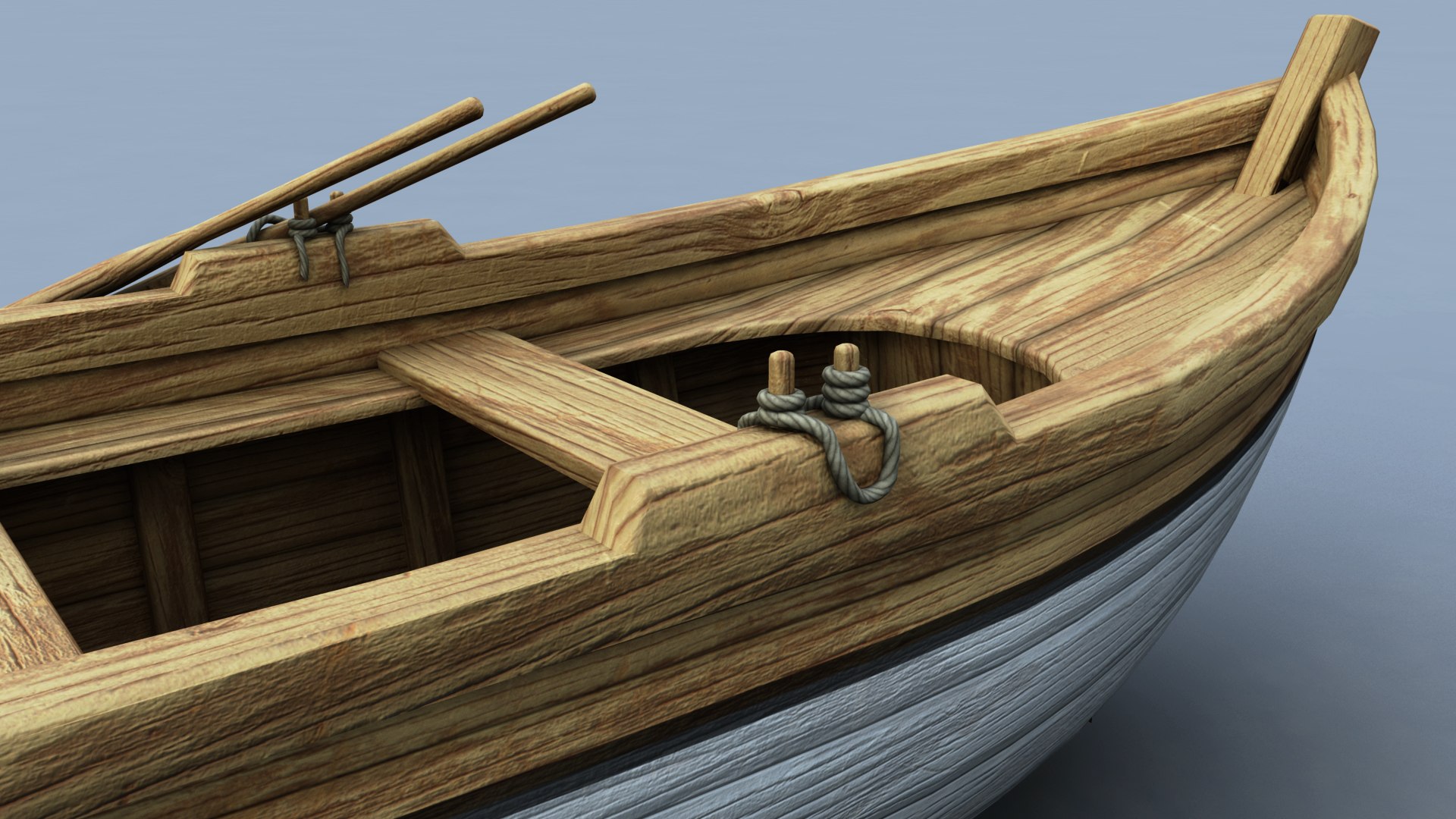 3d model wooden rowboat
