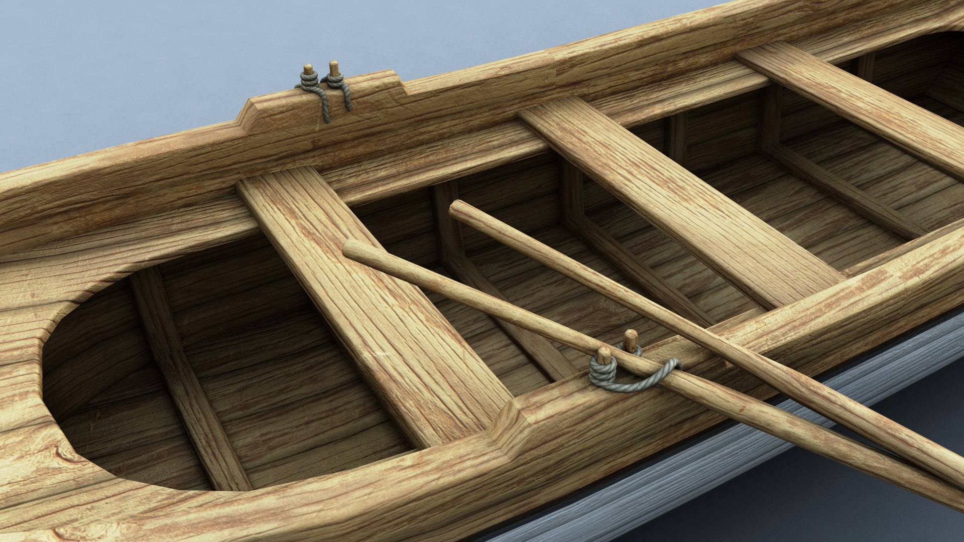 3d model wooden rowboat