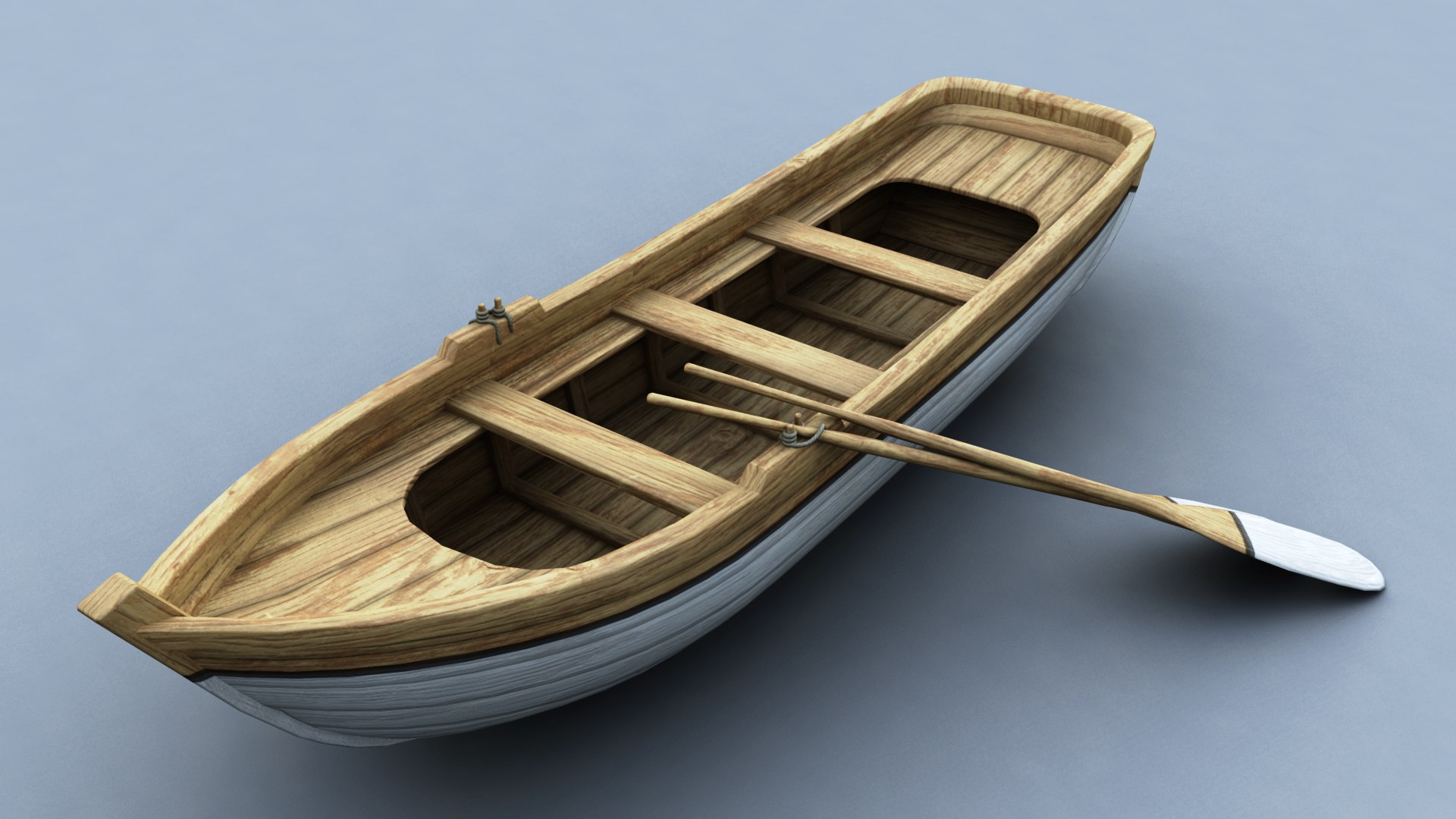 3d model wooden rowboat