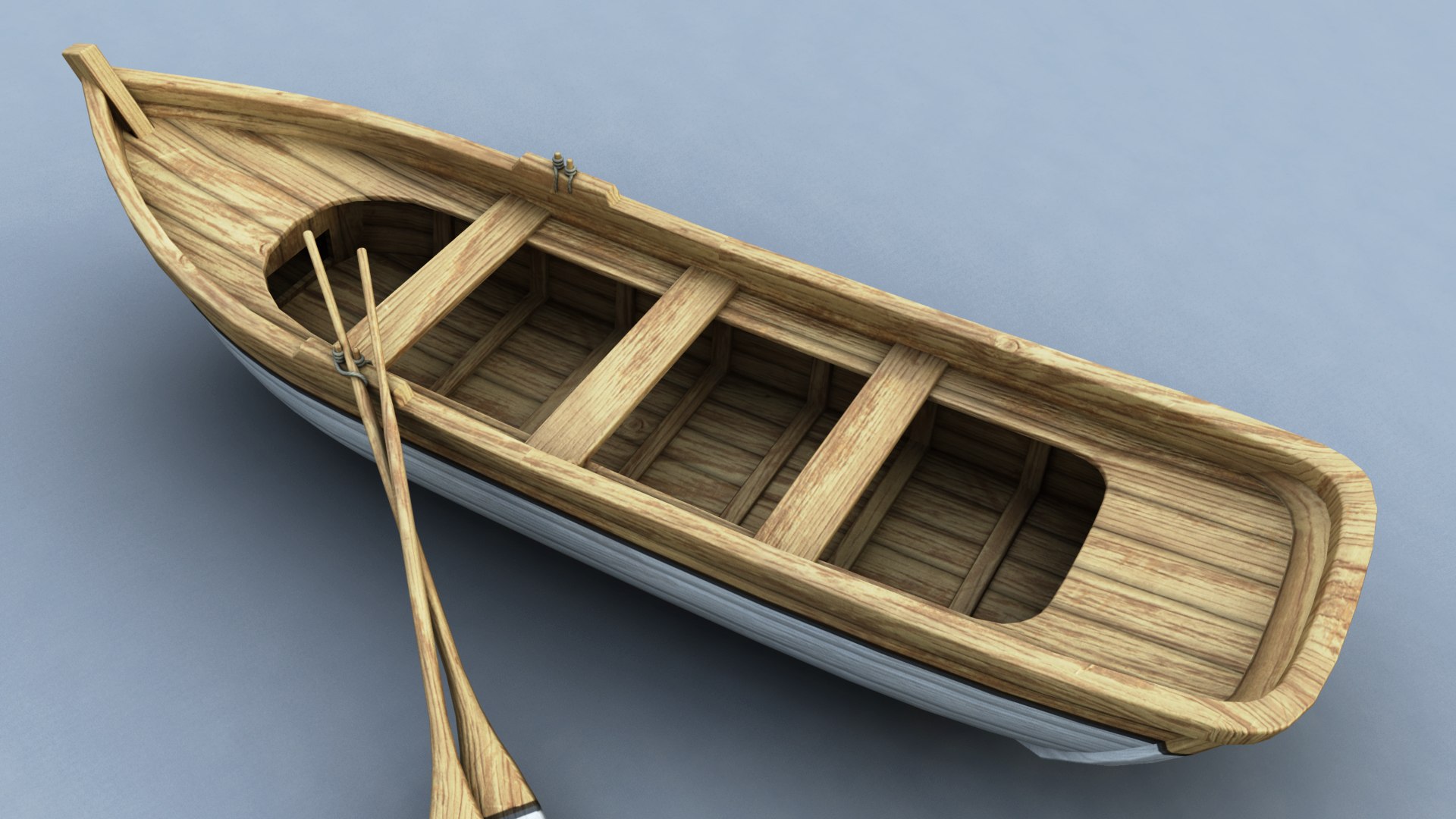 3d model wooden rowboat
