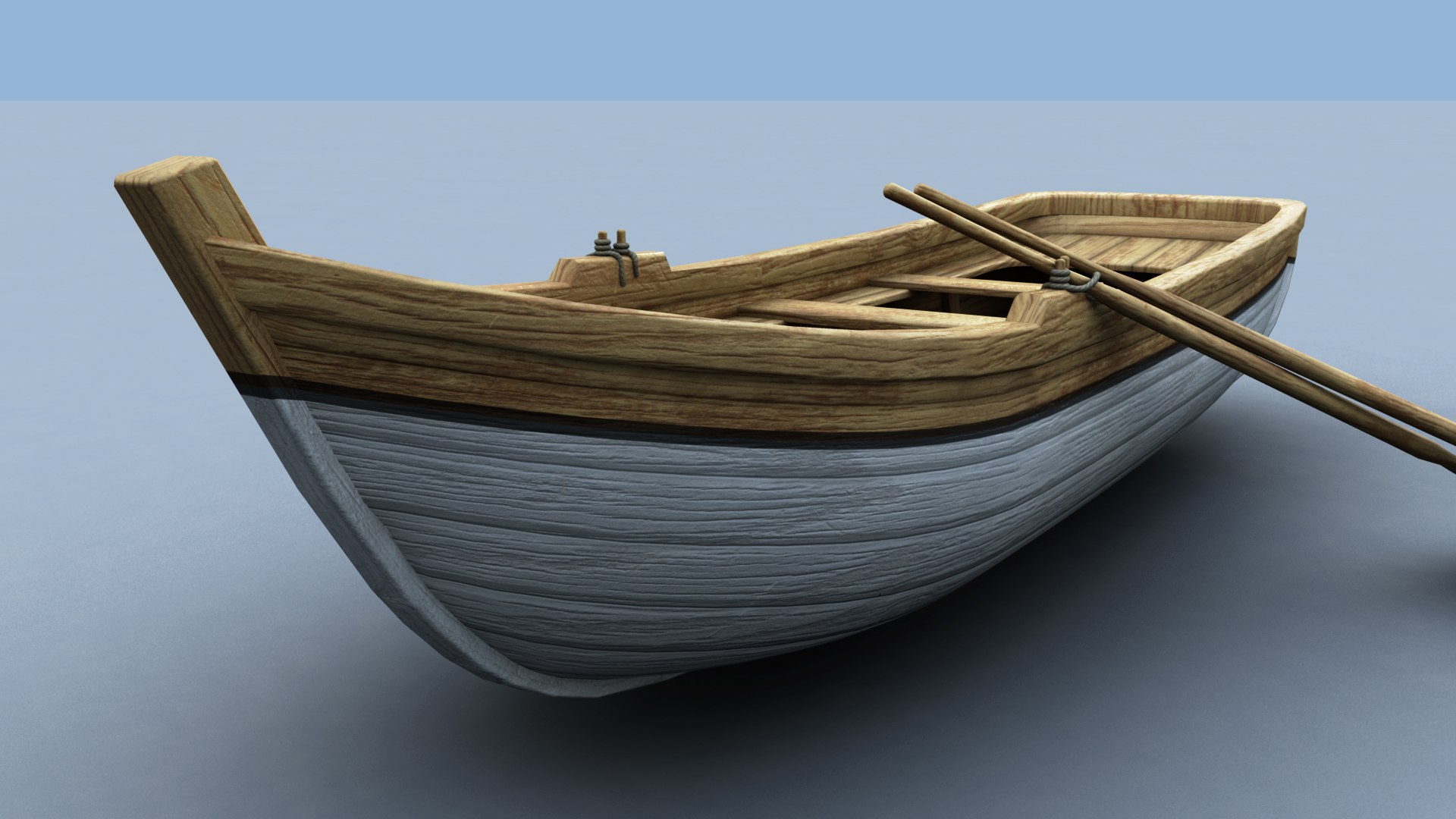 3d model wooden rowboat