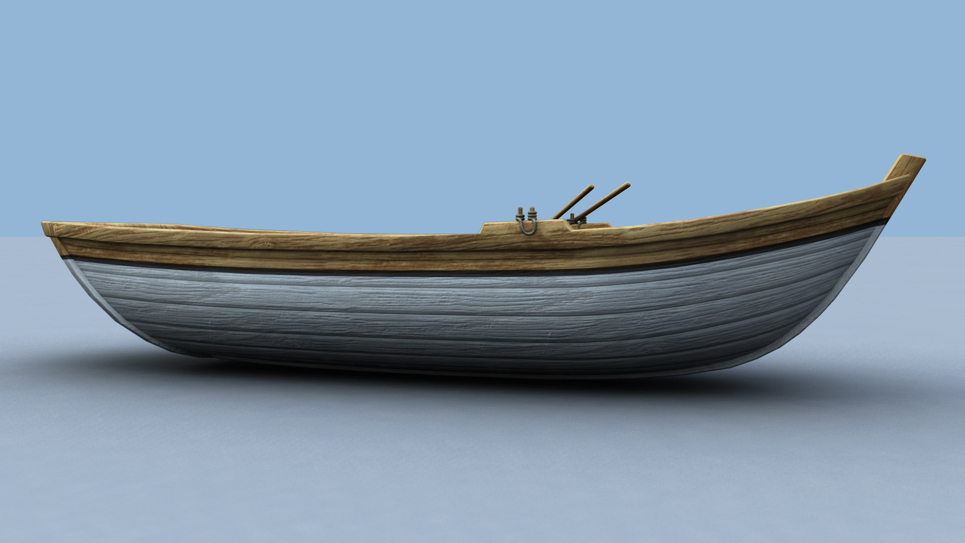 3d model wooden rowboat