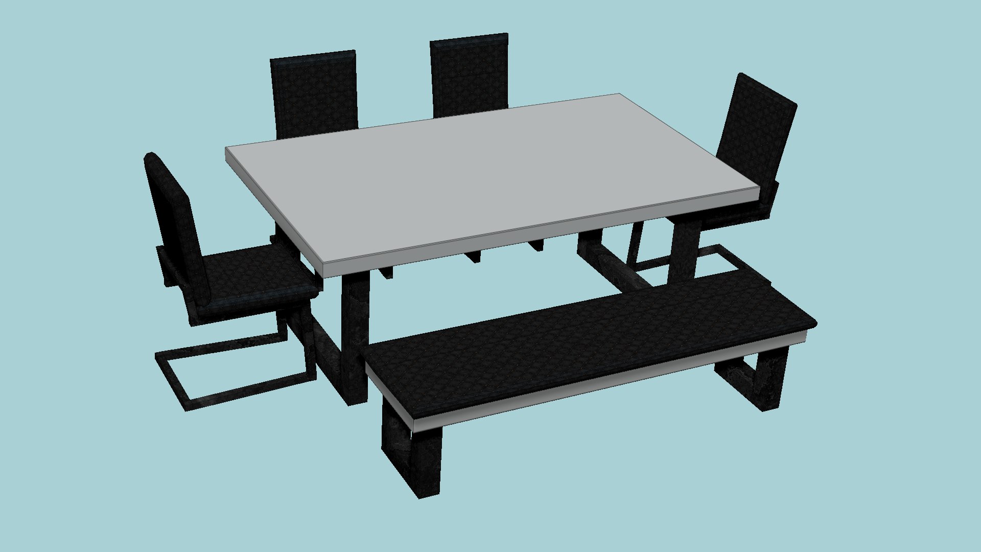 3D Dinning Table 44 - Black Steel - Furniture Interior Design model ...