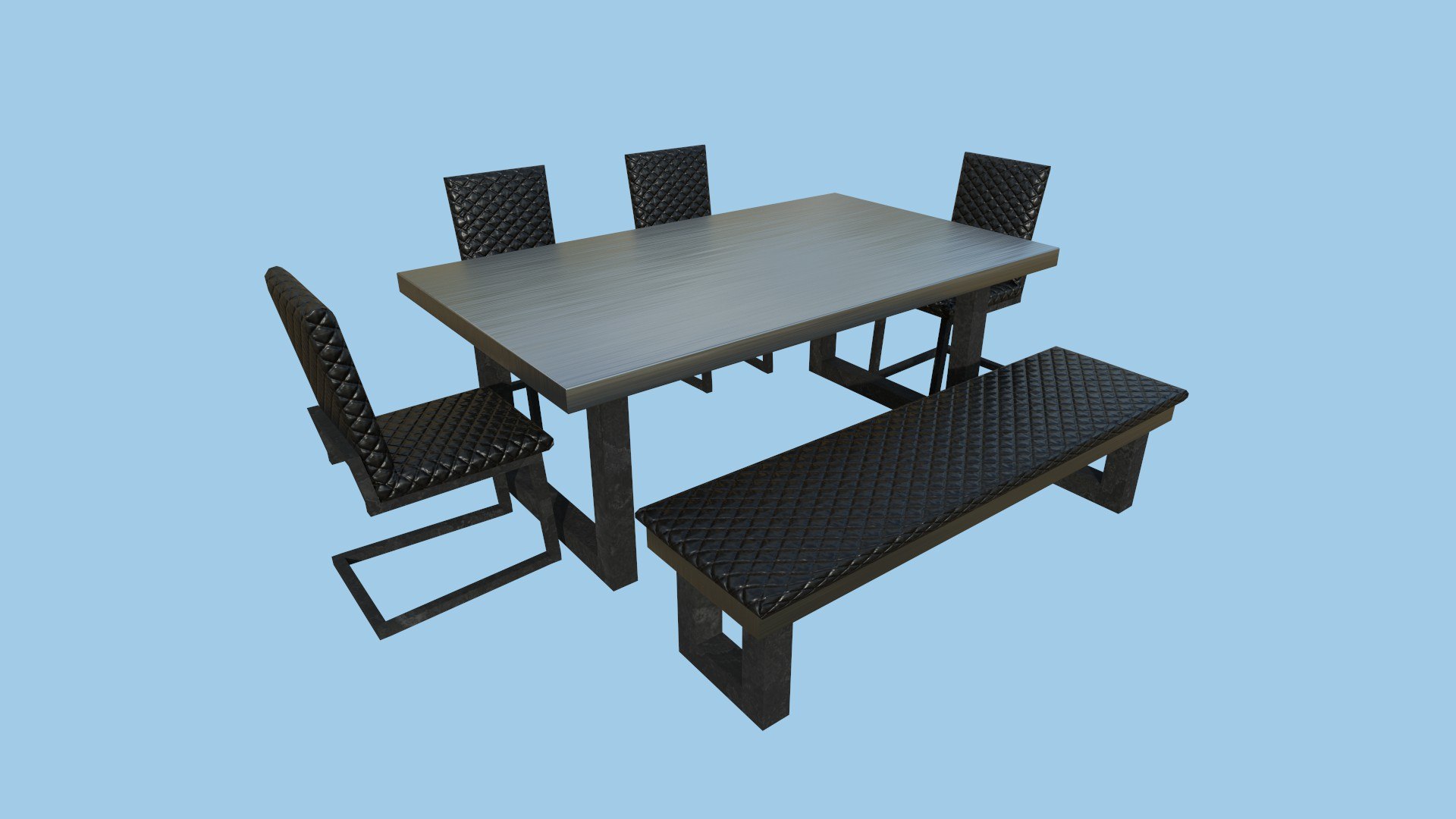 3D Dinning Table 44 - Black Steel - Furniture Interior Design model ...