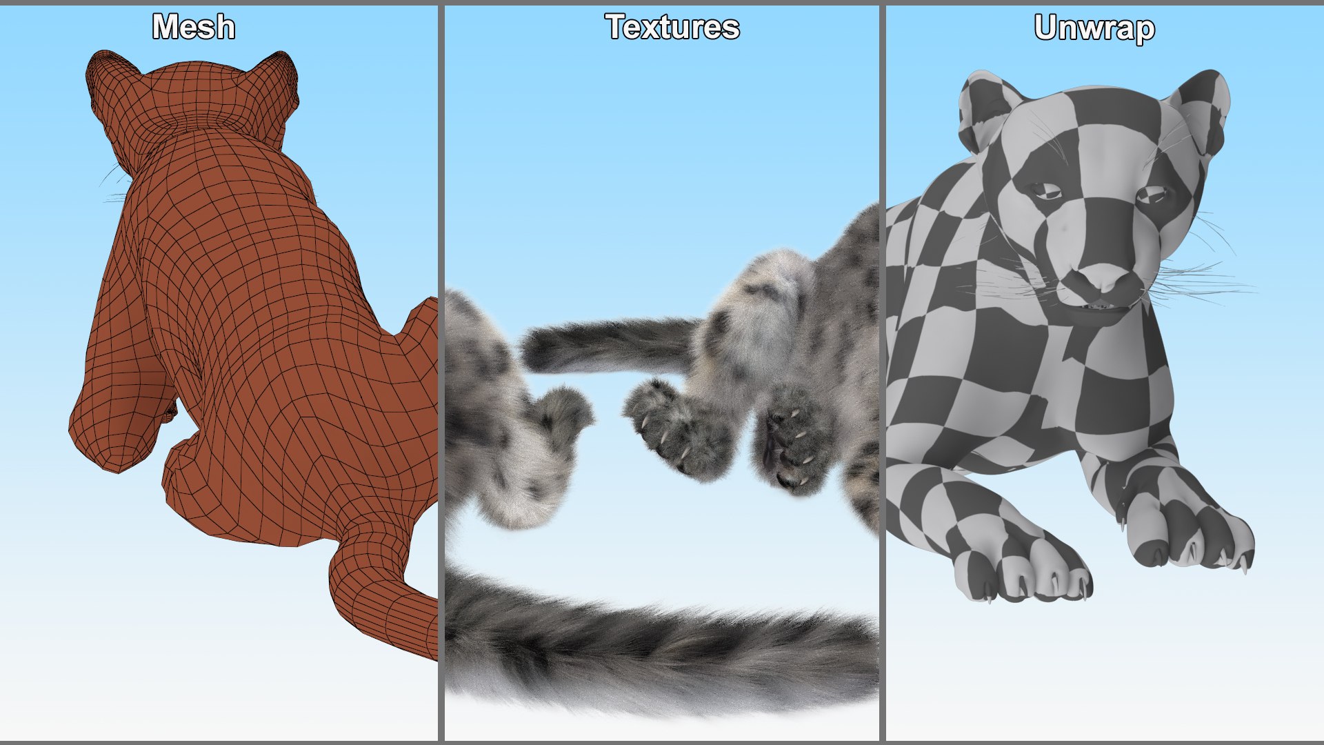 Snow Leopard Lying Down Fur 3D Model - TurboSquid 2332345