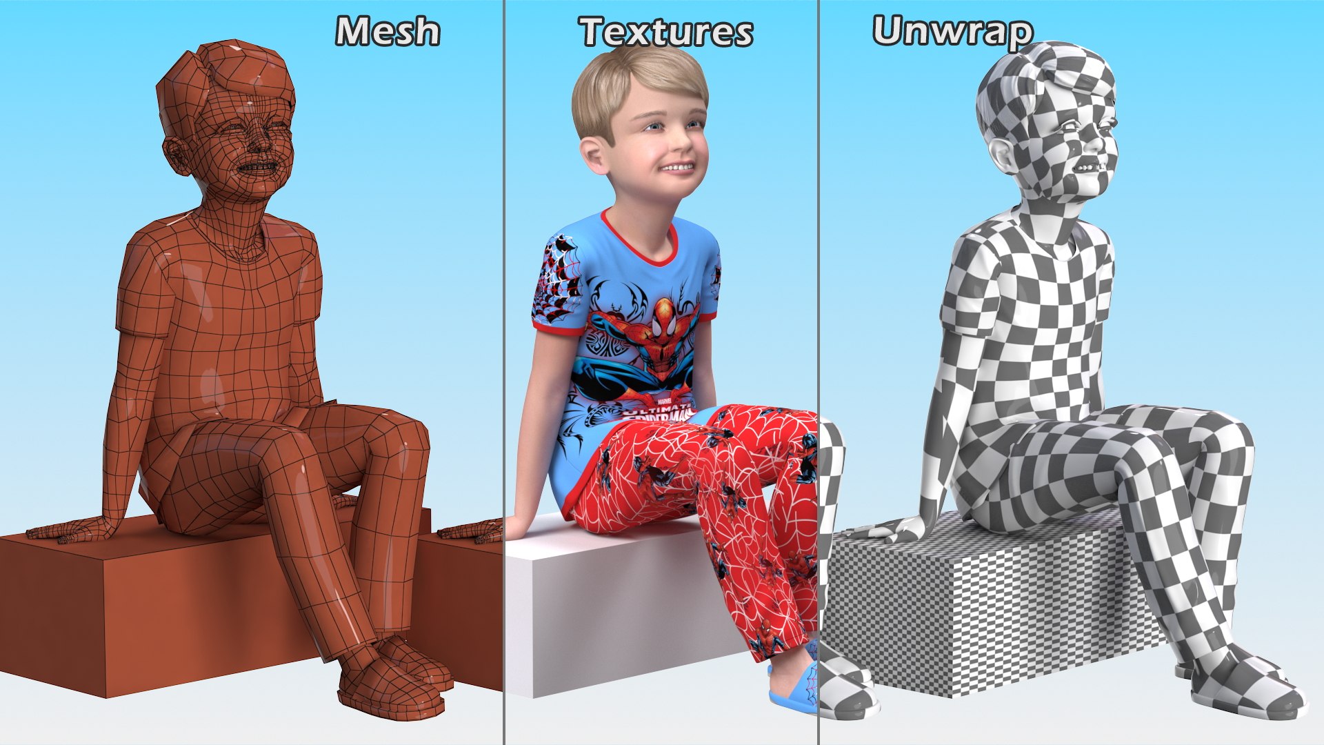 Sitting Child Boy Home Style 3D Model - TurboSquid 1919100