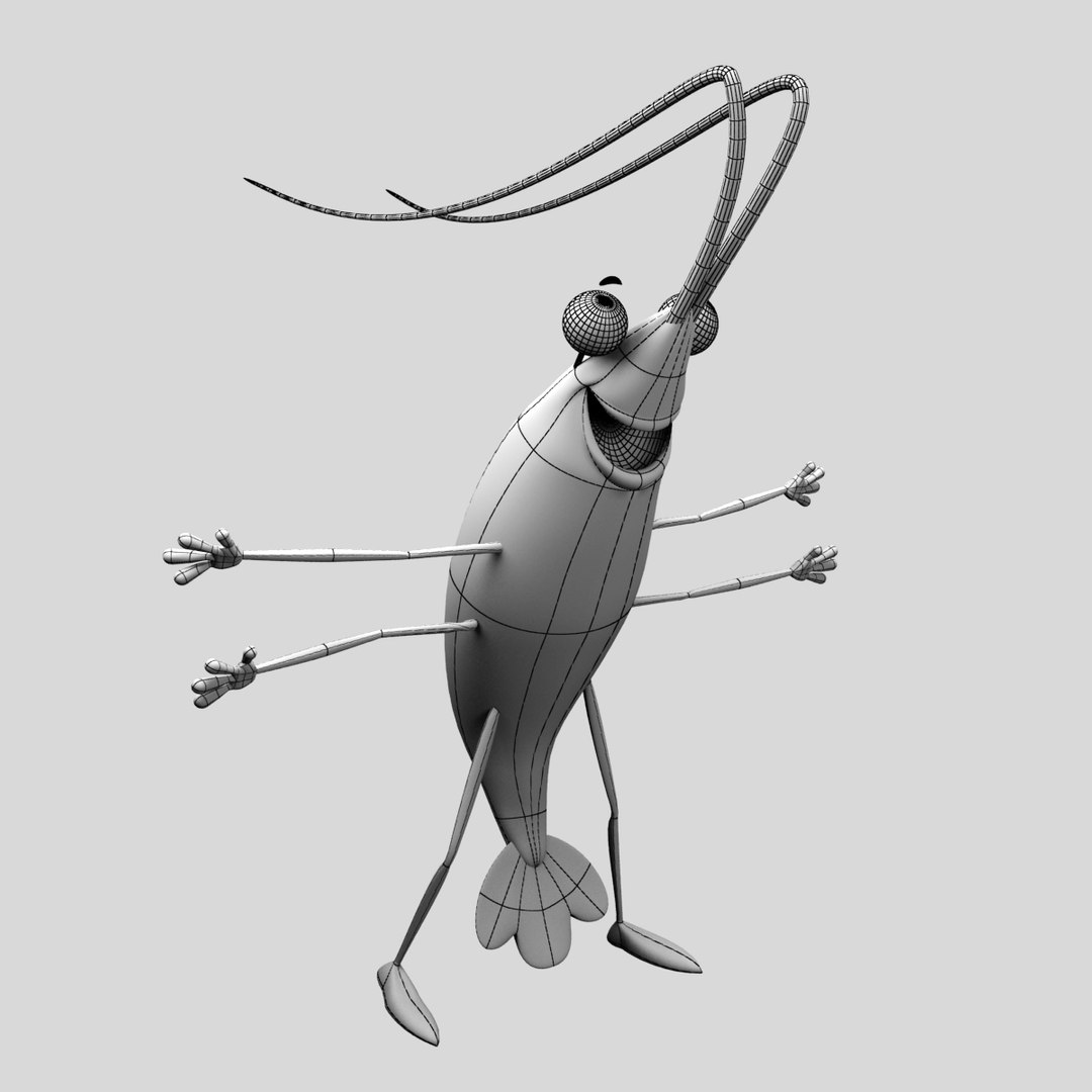 Cartoon Prawn 3d Model