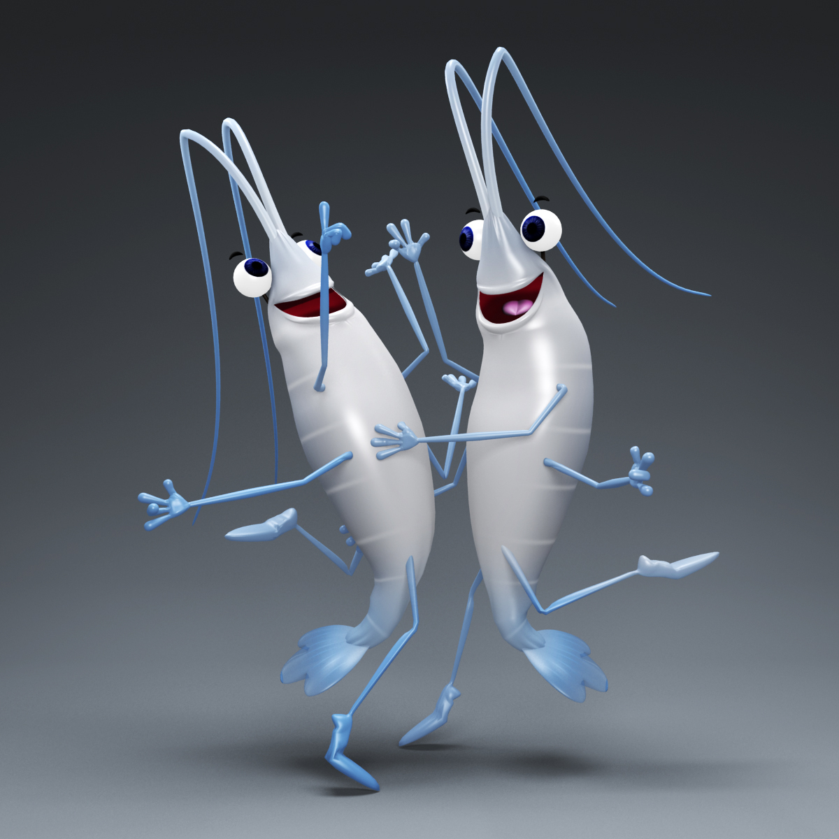cartoon prawn 3d model