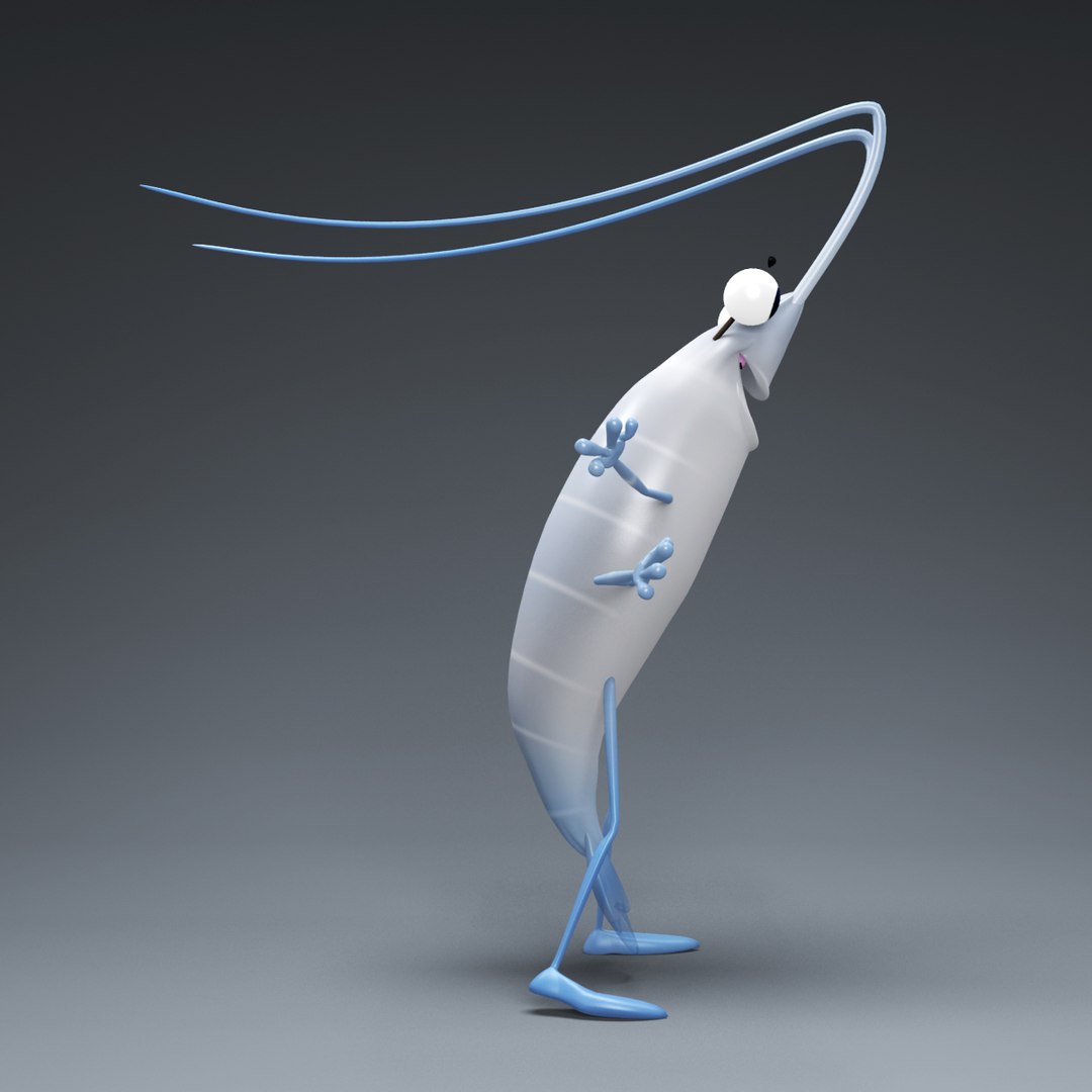 Cartoon Prawn 3d Model