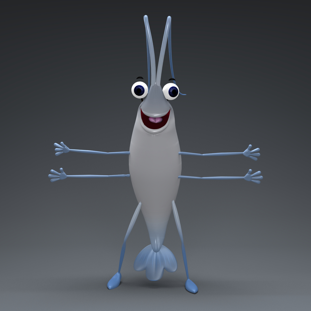 Cartoon Prawn 3d Model