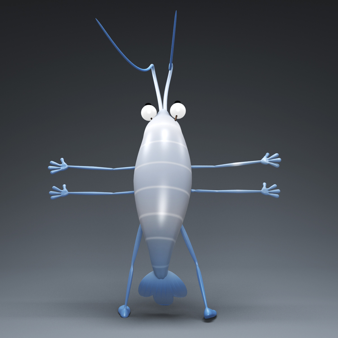 cartoon prawn 3d model