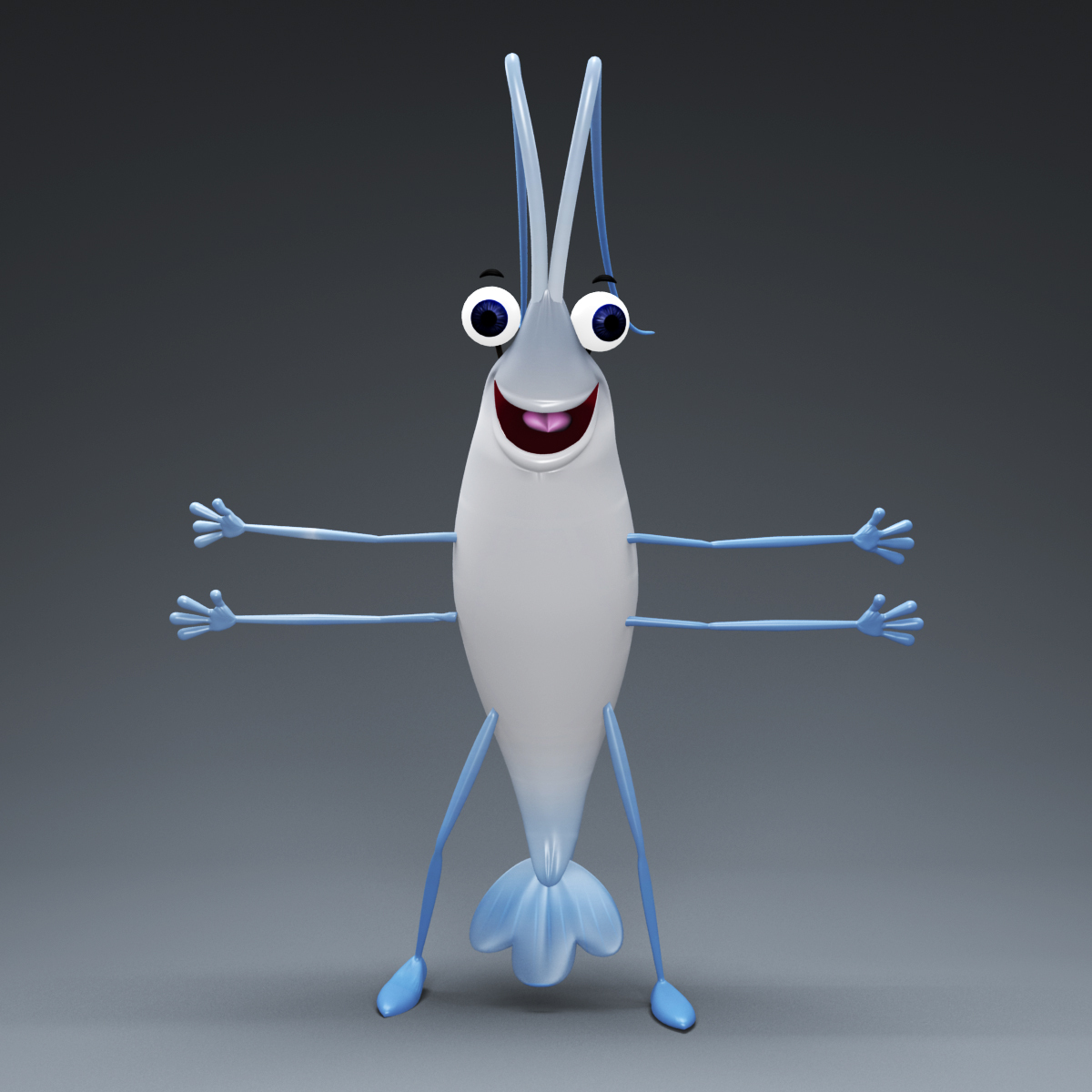 cartoon prawn 3d model
