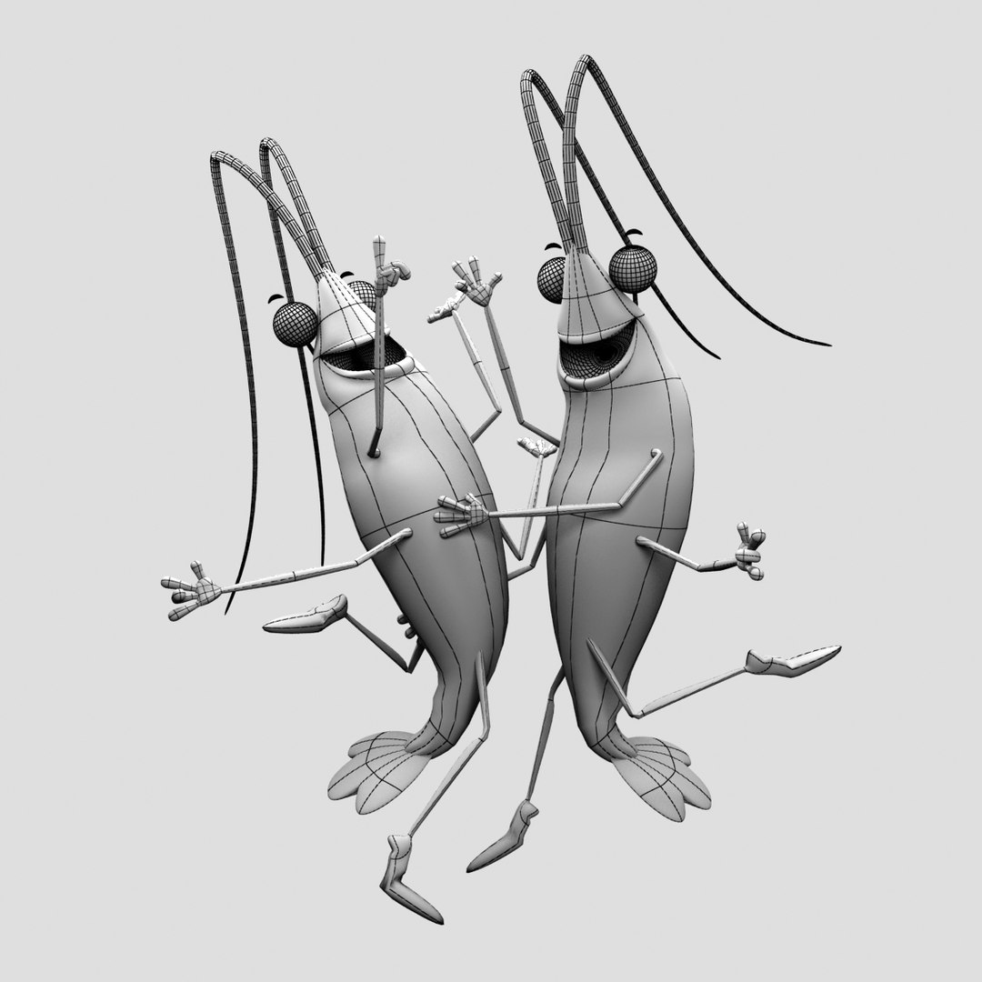 Cartoon Prawn 3d Model