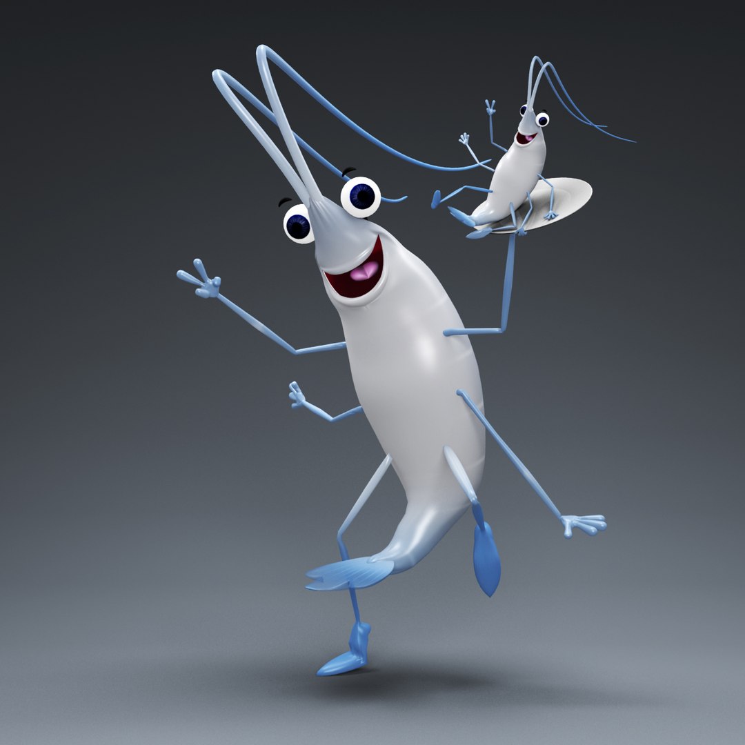 Cartoon Prawn 3d Model