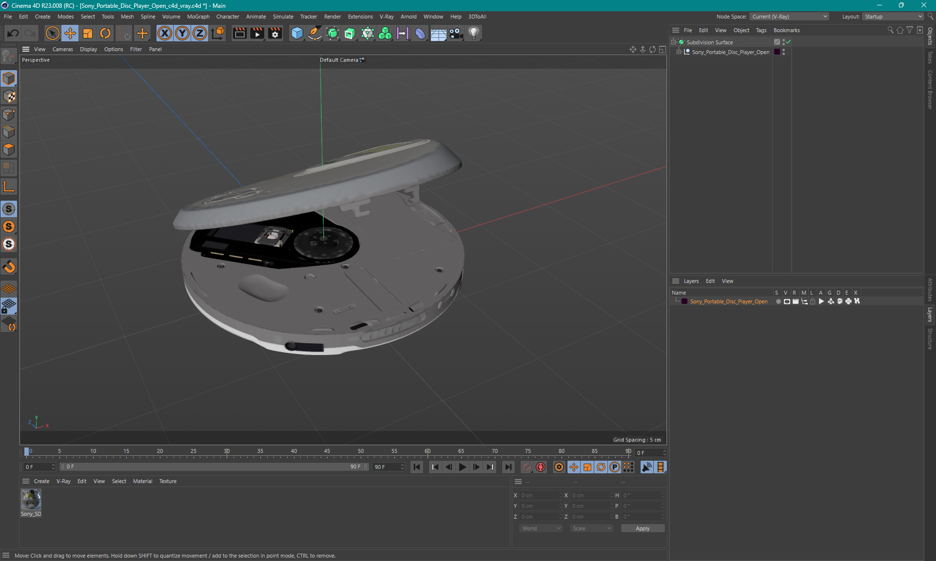 modelo 3d Reproductor de discos portátil Sony abierto - TurboSquid 2325304