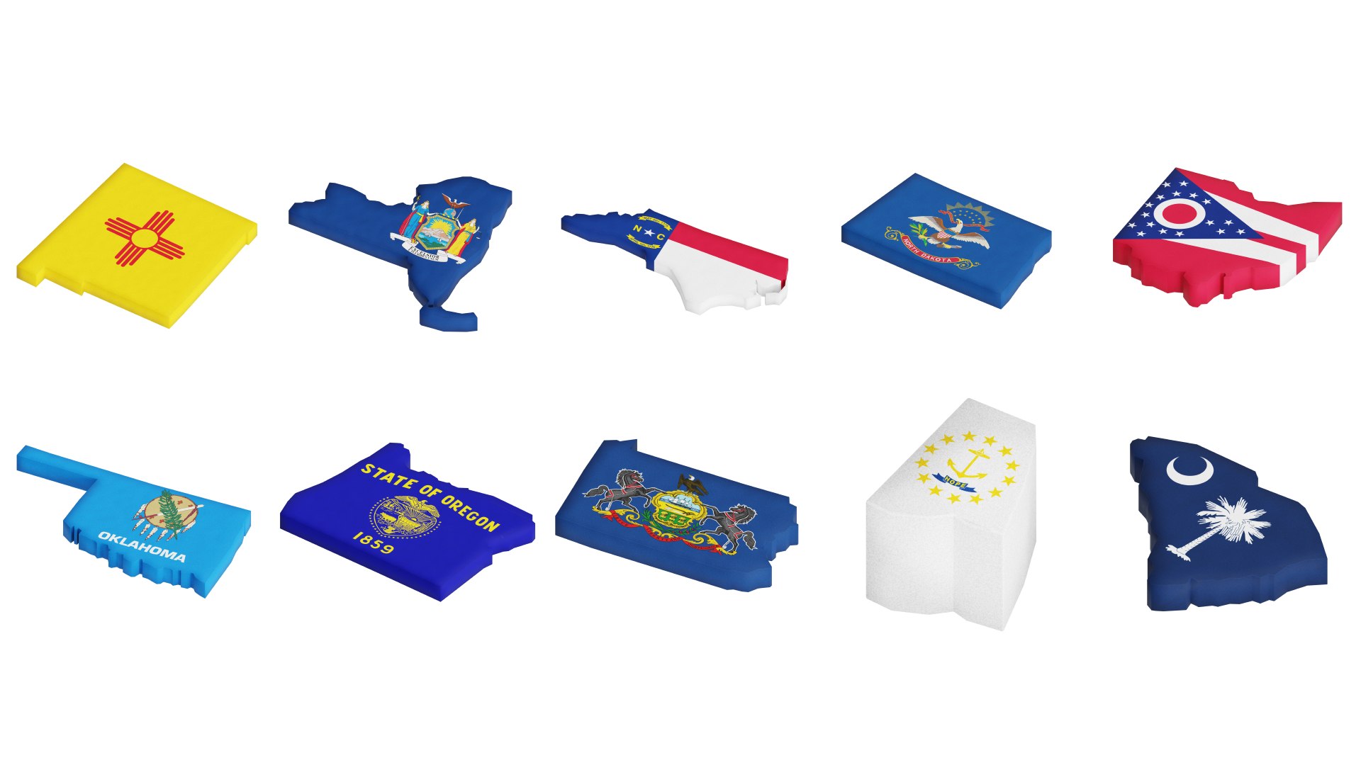 3D US State Map Flag 3D Collection - TurboSquid 2421809
