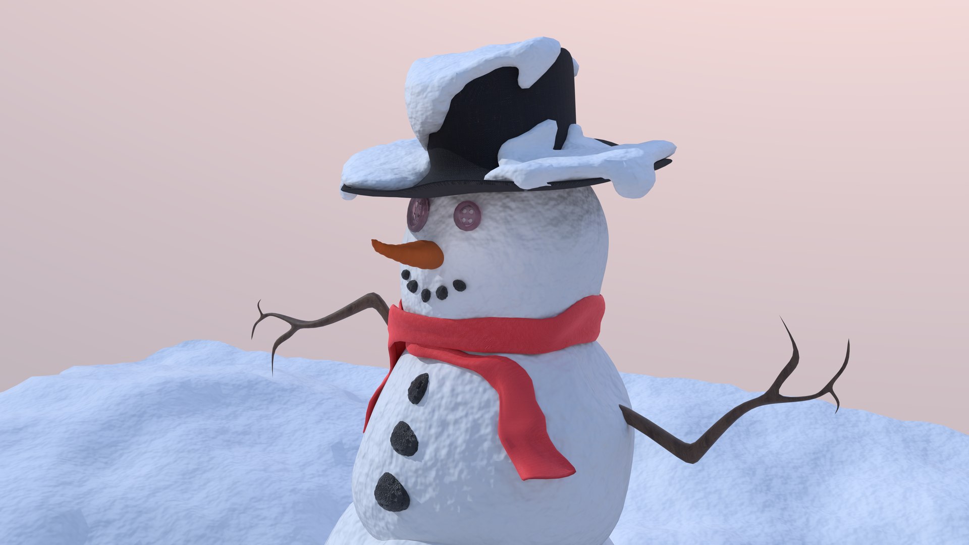 Snowman Snow Man 3D Model - TurboSquid 1677257