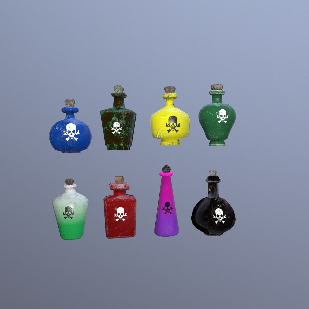 3D Poison Bottles - TurboSquid 1852353